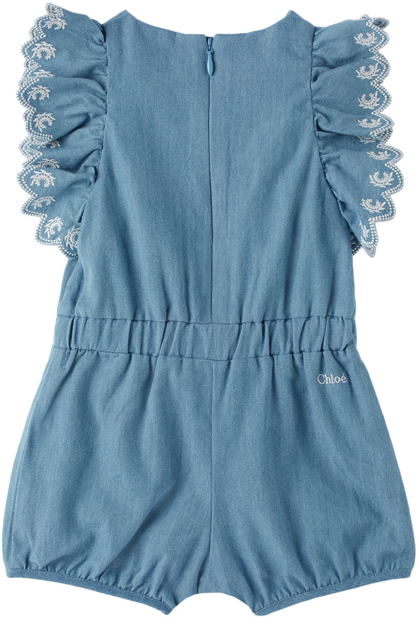Chloé Baby Blue Cotton Romper Chloe