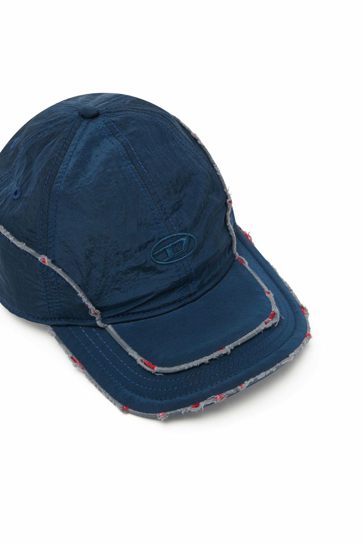 Diesel Crinkled nylon baseball cap with tonal D - Caps Mens in Blue Diesel