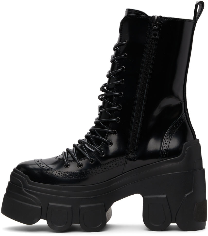 Simone Rocha Black Tracker Sole Lace Up Boots Simone Rocha