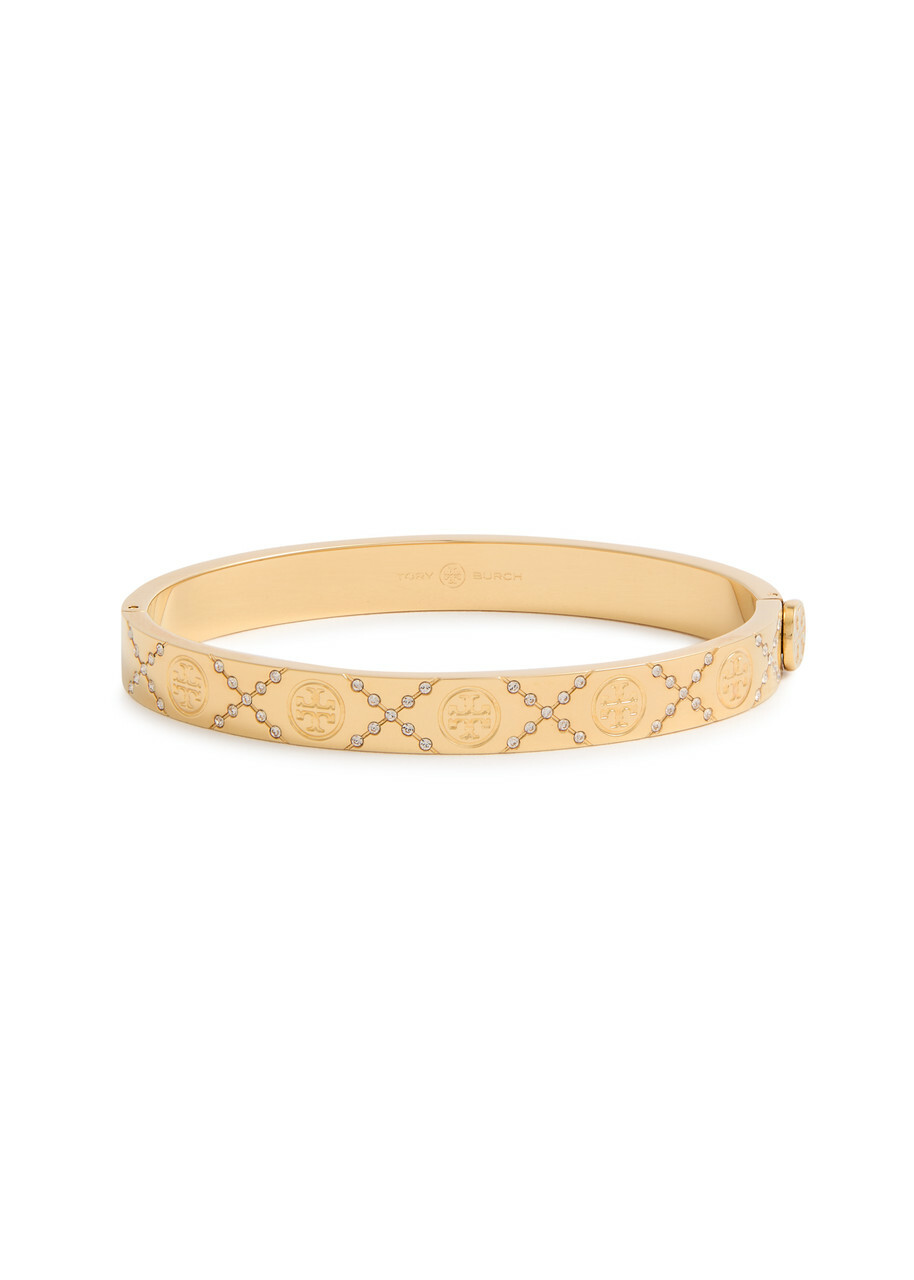 Tory Burch T Monogram Crystal-embellished Bracelet Gold Tory Burch