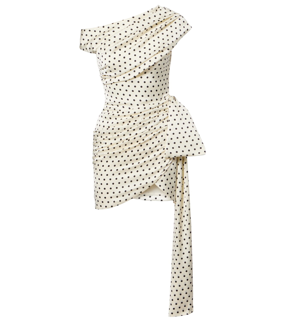 Self-Portrait Polka-dot asymmetric draped minidress Self-Portrait