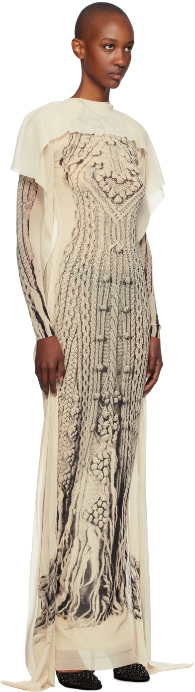 Jean Paul Gaultier Beige & Black Printed Aran Maxi Dress Jean Paul Gaultier
