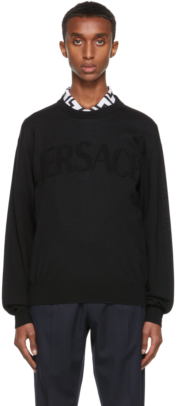 Versace Black Embroidered Logo Sweater Versace