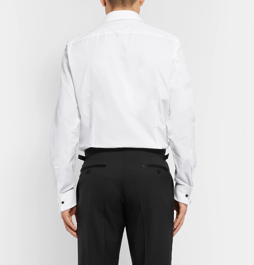 Hugo Boss - White Slim-Fit Cutaway-Collar Bib-Front Cotton Shirt - Men ...
