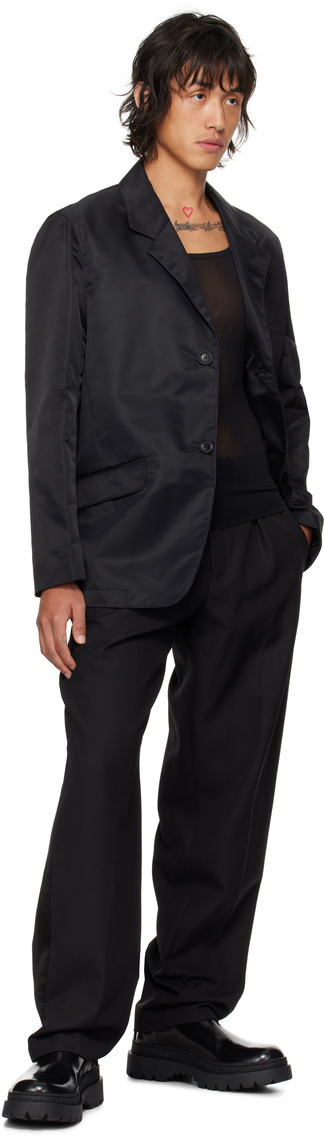LGN Louis Gabriel Nouchi Black Recycled Nylon Classic Cut Blazer LGN ...