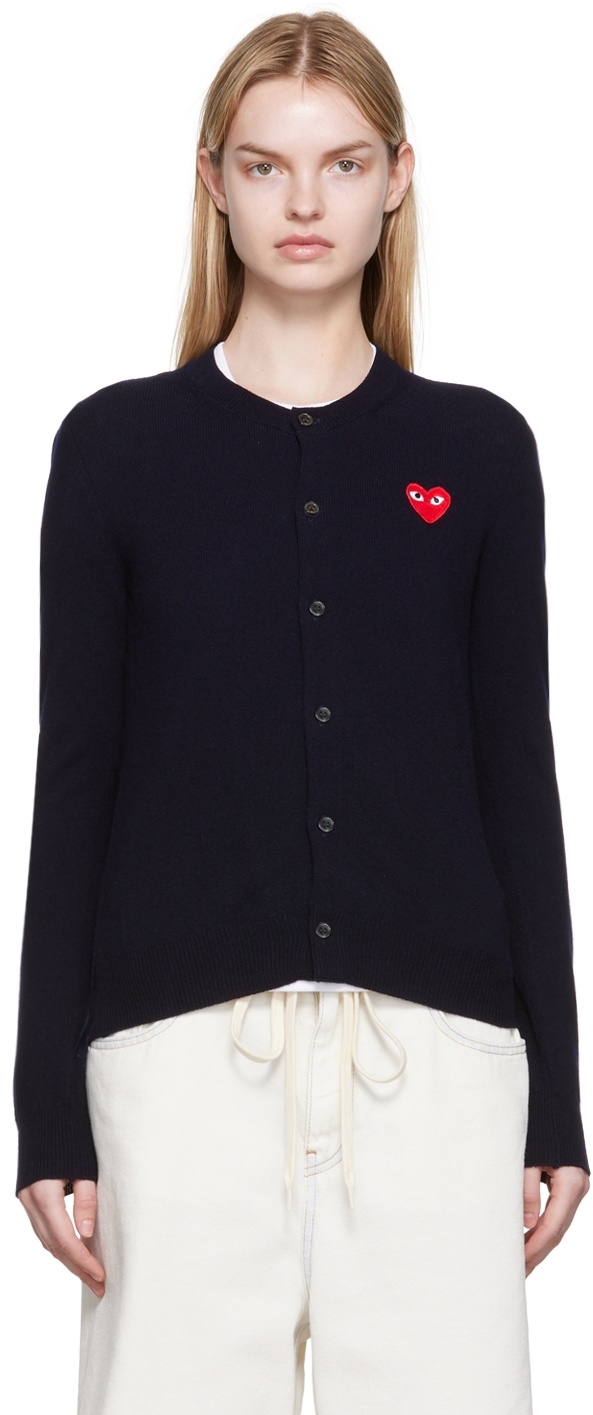 COMME des GARÇONS PLAY NavyHeart Patch Cardigan Comme des Garcons Play