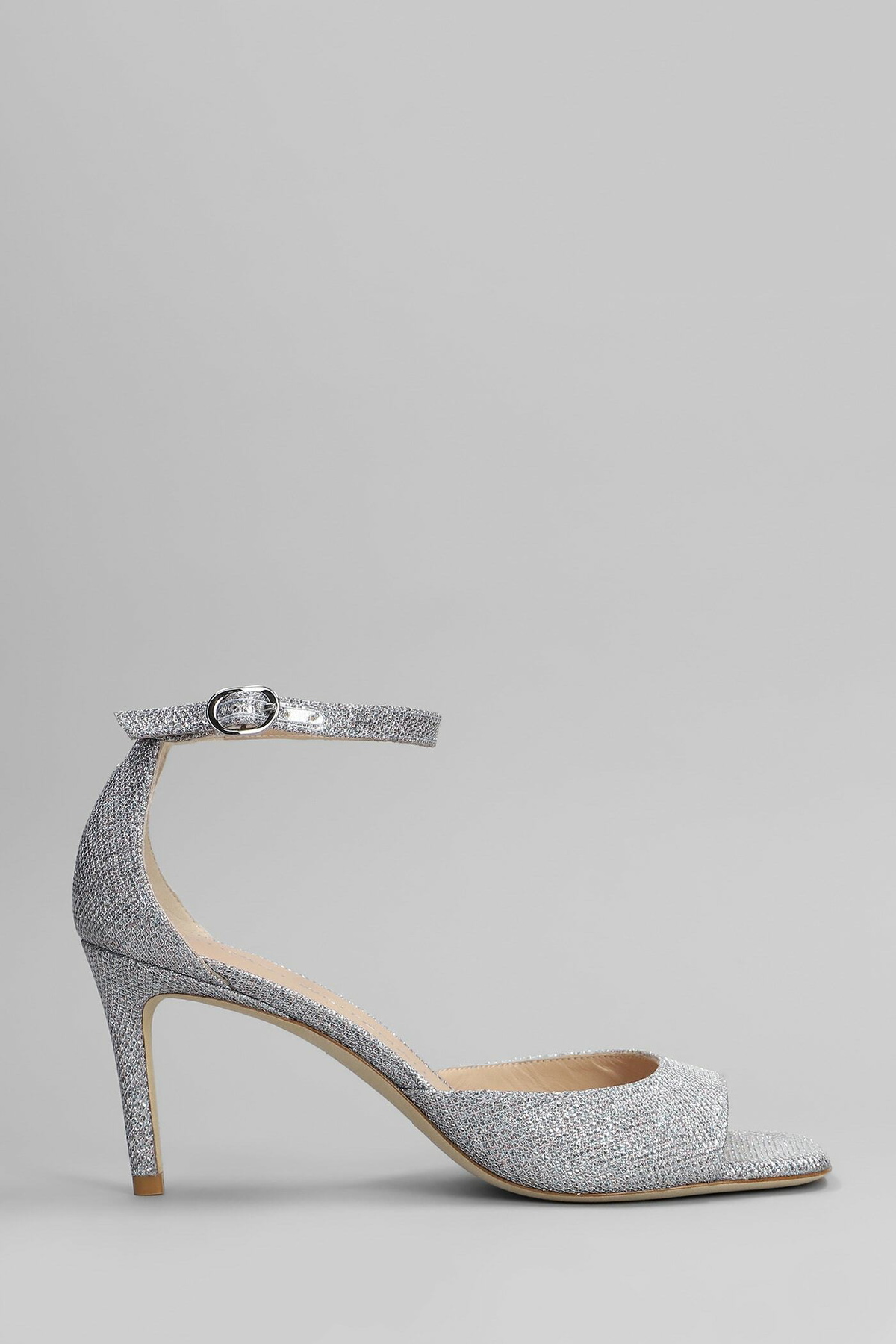 Stuart Weitzman Nudistia 75 Sandals In Silver Leather Stuart Weitzman