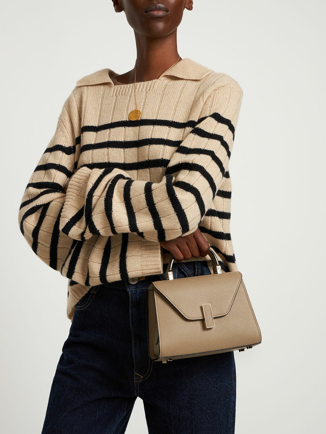 VALEXTRA - Micro Iside Grain Leather Top Handle Bag Valextra