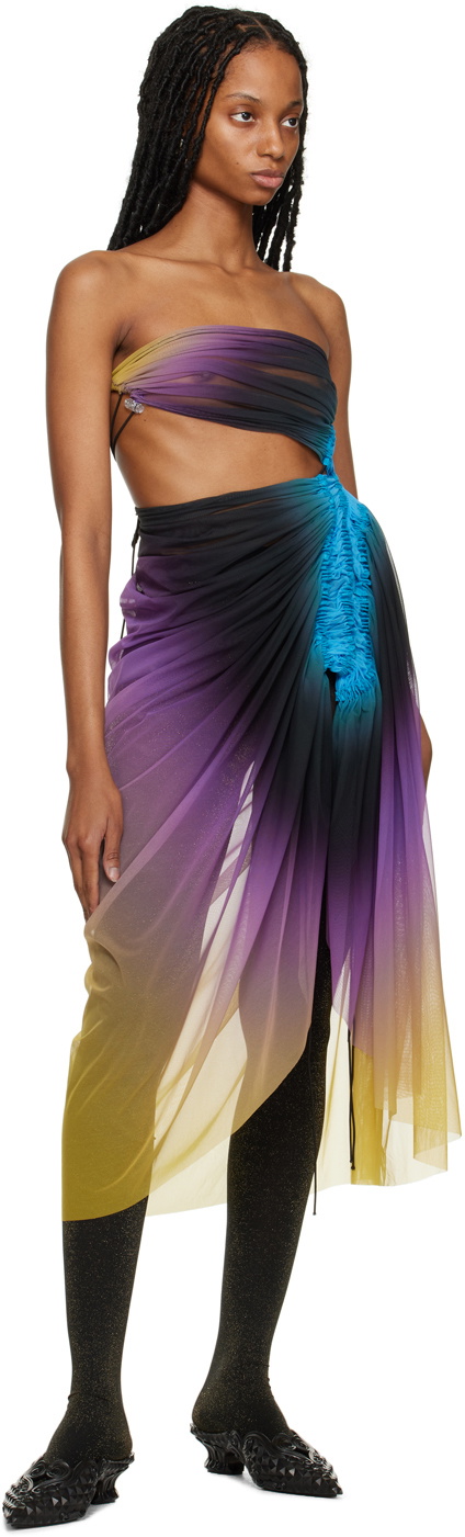 FAL-ASH Black & Purple Signature Midi Dress FAL-ASH