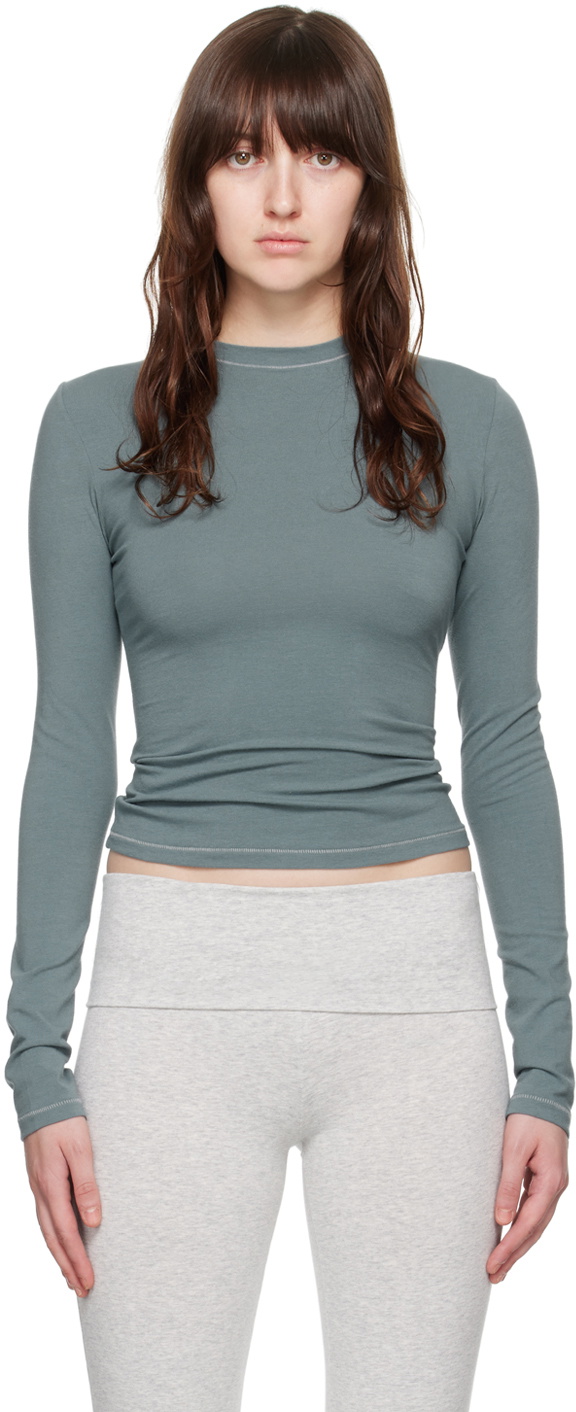SKIMS Blue Cotton Jersey Long Sleeve T-Shirt SKIMS