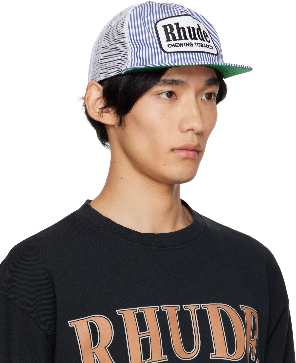 Rhude Blue & White Striped 'Tobacco' Cap Rhude