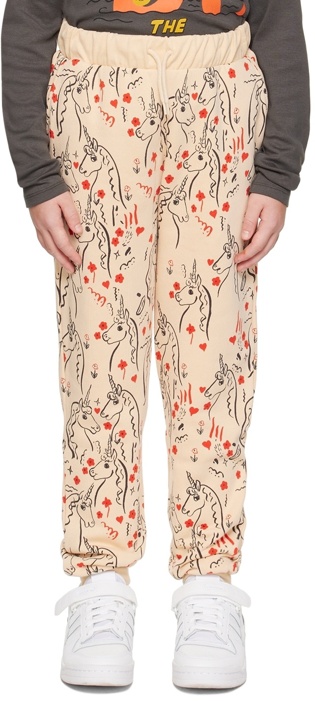 Mini Rodini Kids Beige Unicorns Lounge Pants Mini Rodini