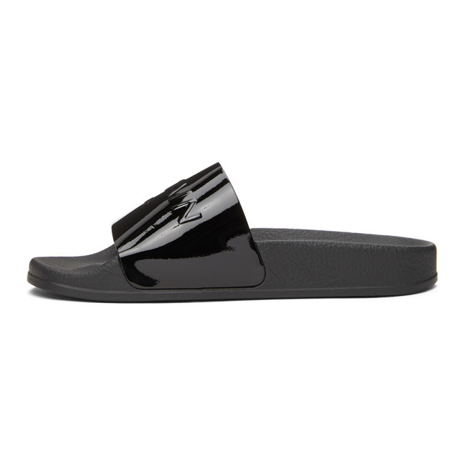 Balmain Black Patent Calypso Slides Balmain