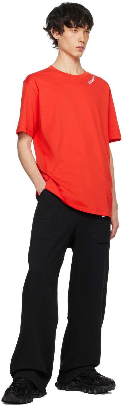 Balmain Red Embroidered T-Shirt Balmain