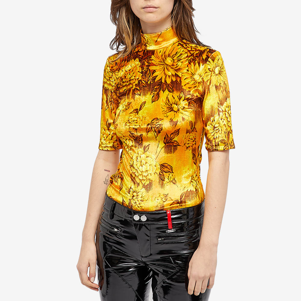 Kwaidan Editions Women's High Neck Short Sleeve Top in Gold Flowers ...