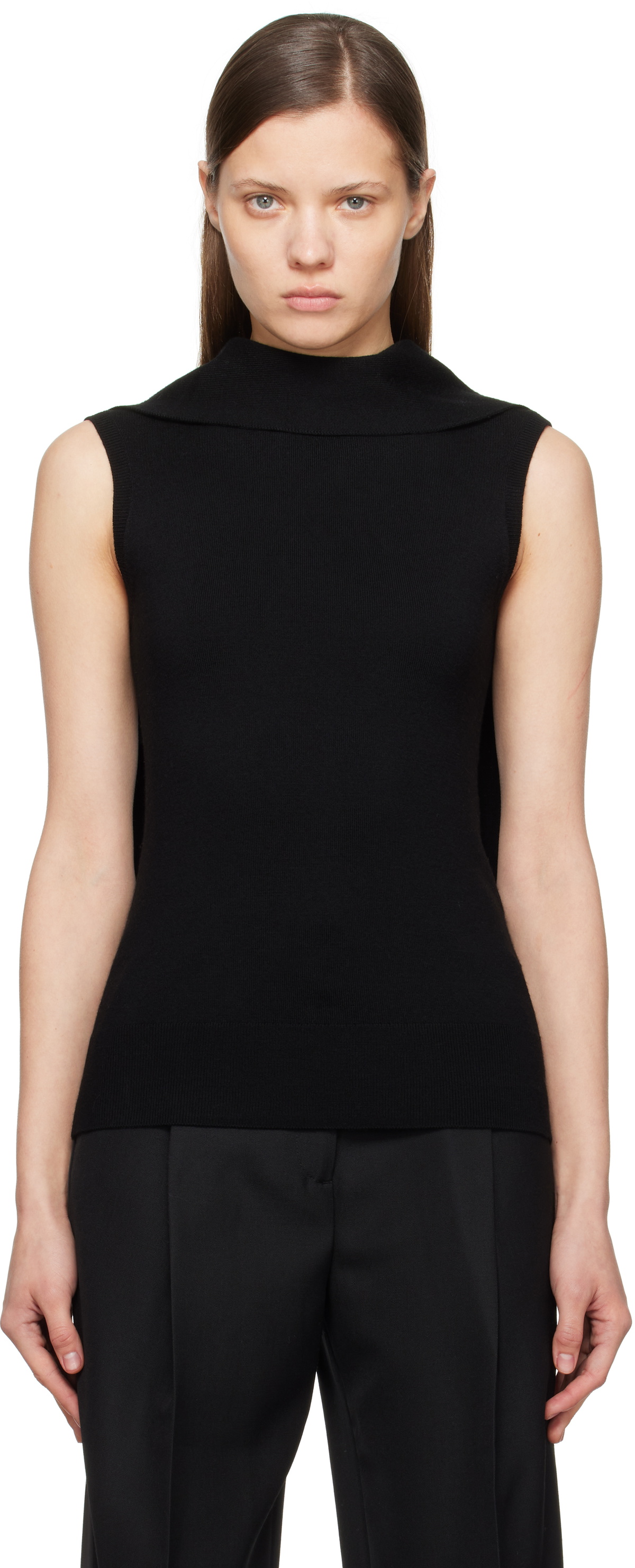TOTEME Black Sleeveless Scarf Knit Tank Top Toteme