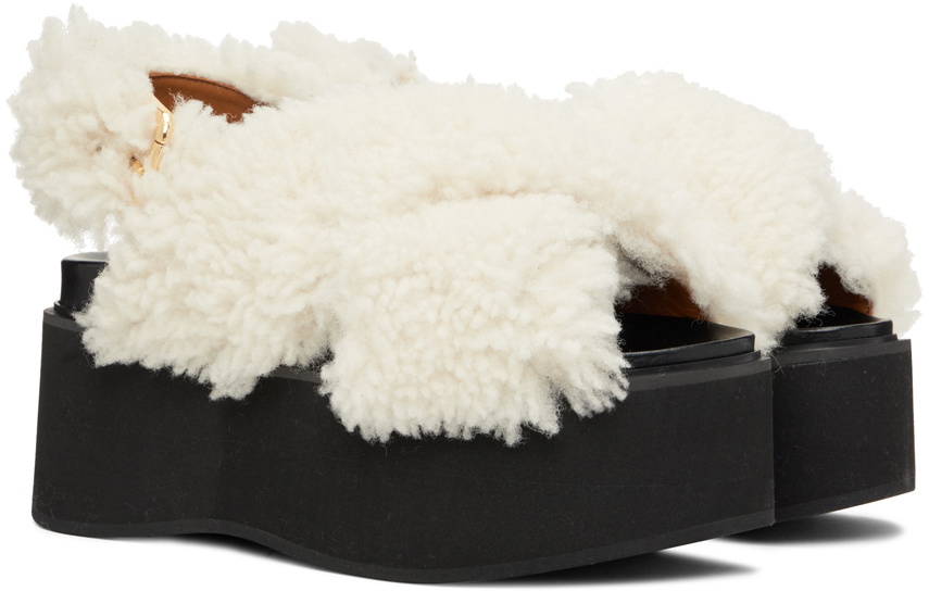 Marni White Shearling Fussbett Platform Sandals Marni