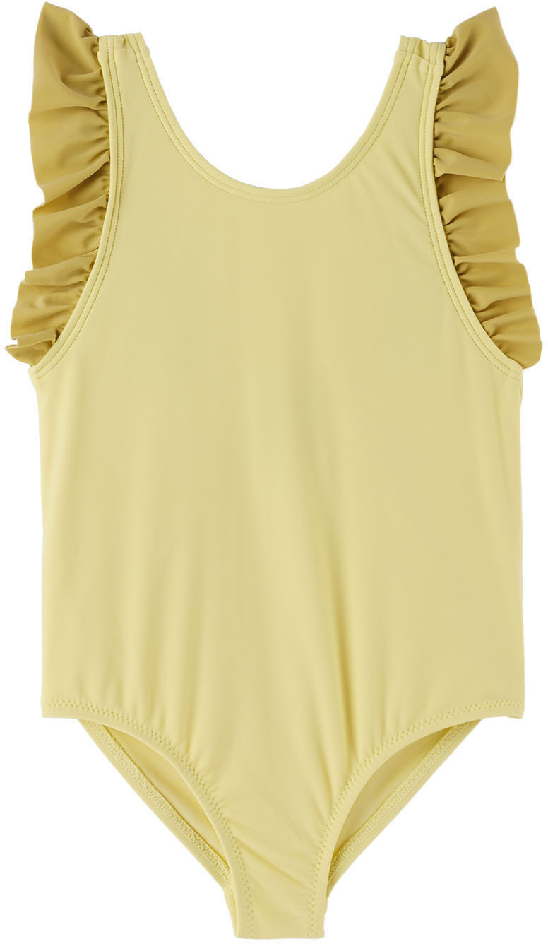 Coco Village Kids Yellow Ruffled One-Piece Swimsuit