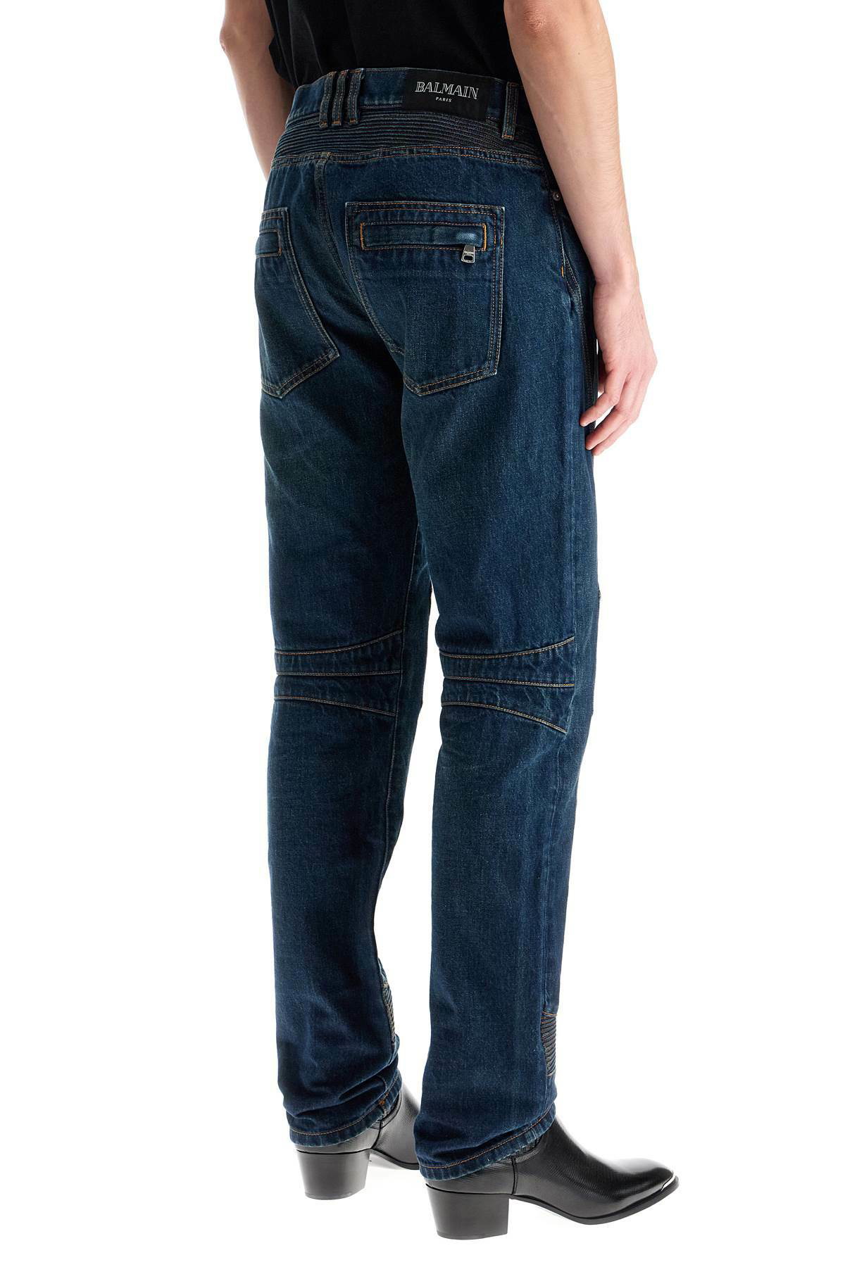 BALMAIN straight leg biker jeans Blue Balmain