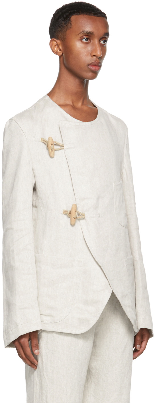 3MAN Beige Hemp & Linen Toggle Jacket 3MAN