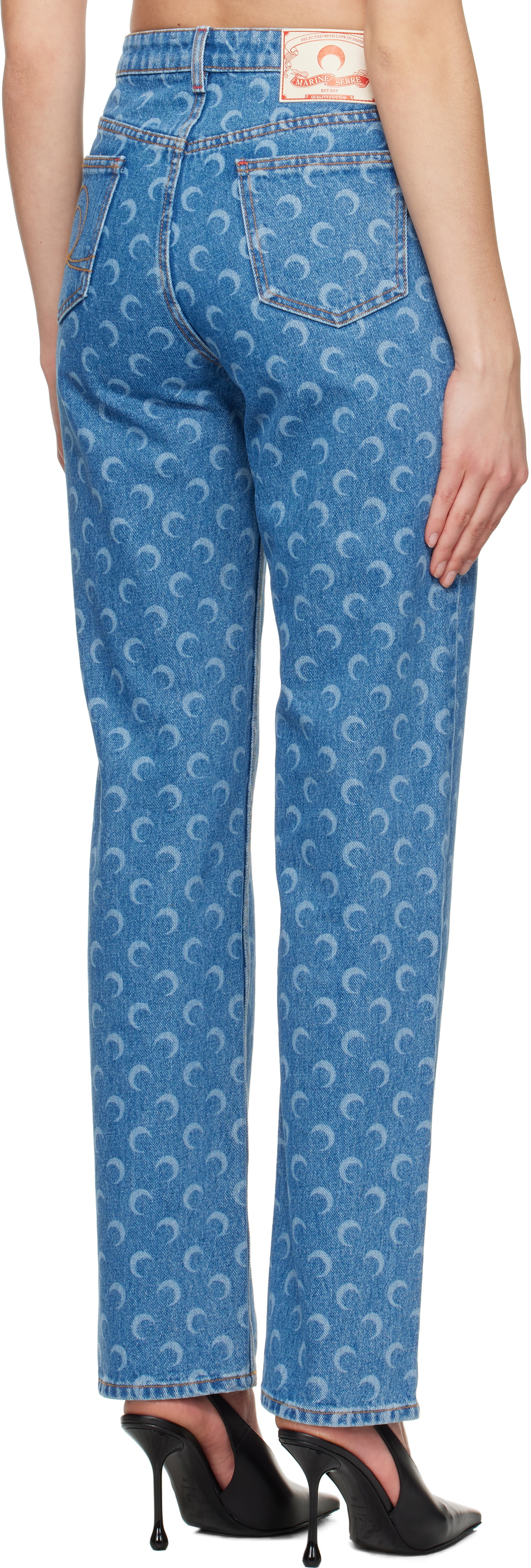 Marine Serre Blue Moon Laser Loose Jeans Marine Serre