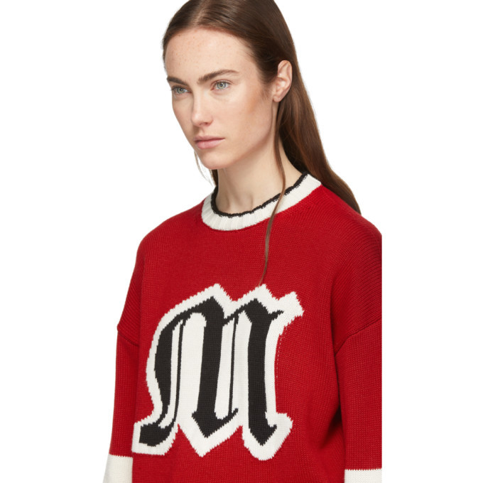 MSGM Red Knit Logo Sweater MSGM