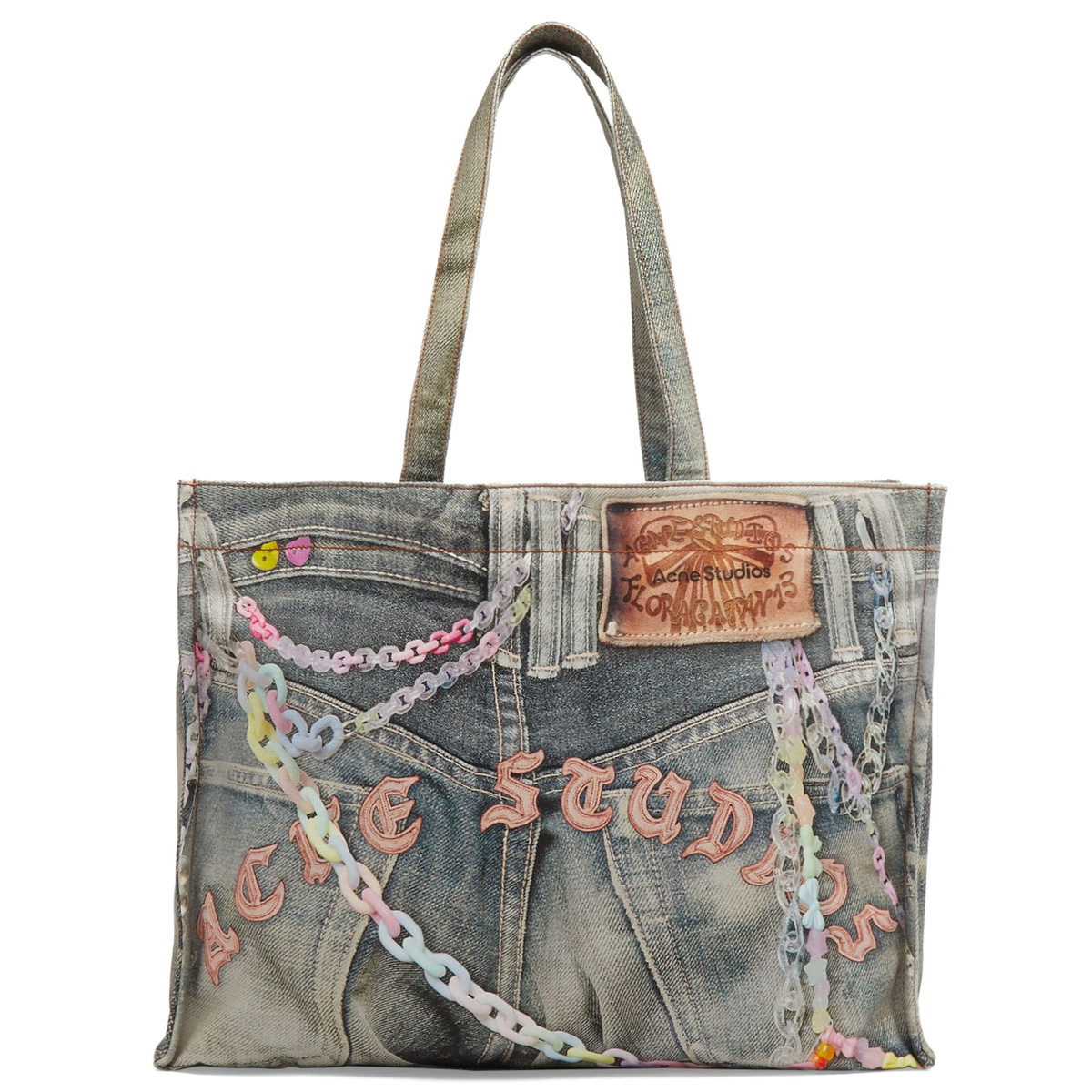 Acne Studios Women's Logo Shopper with Kawaii Chains in Mid Blue Acne ...
