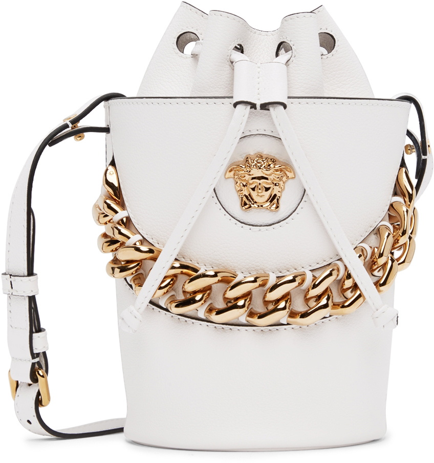 Versace White 'La Medusa' Bucket Bag Versace
