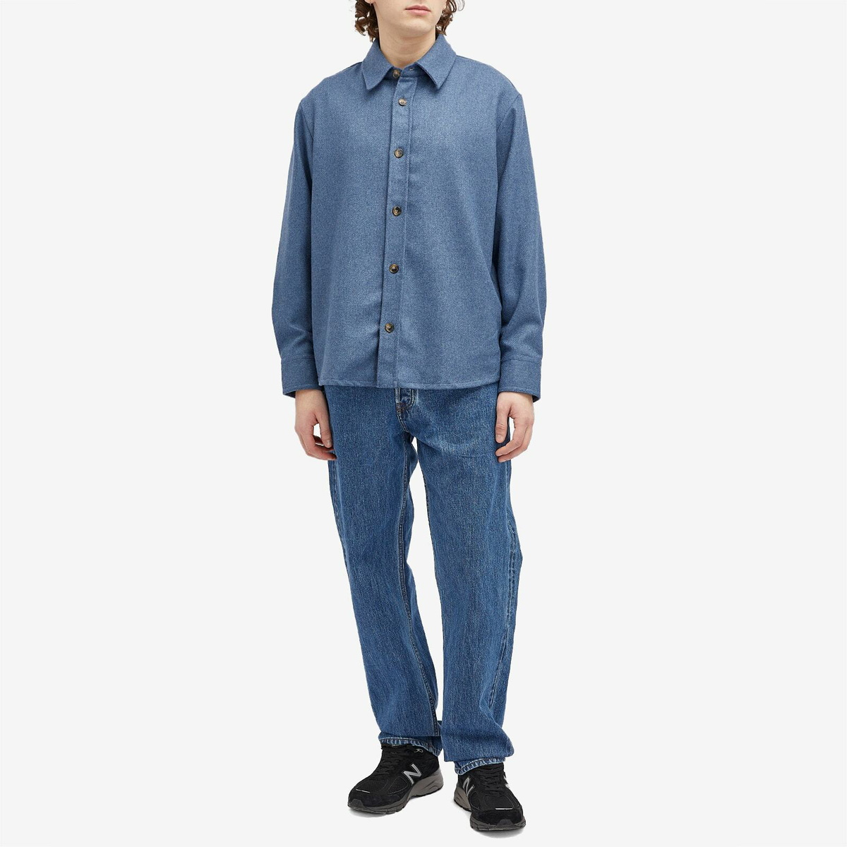 A.P.C. Men's Bobby Wool Overshirt in Blue Marl A.P.C.