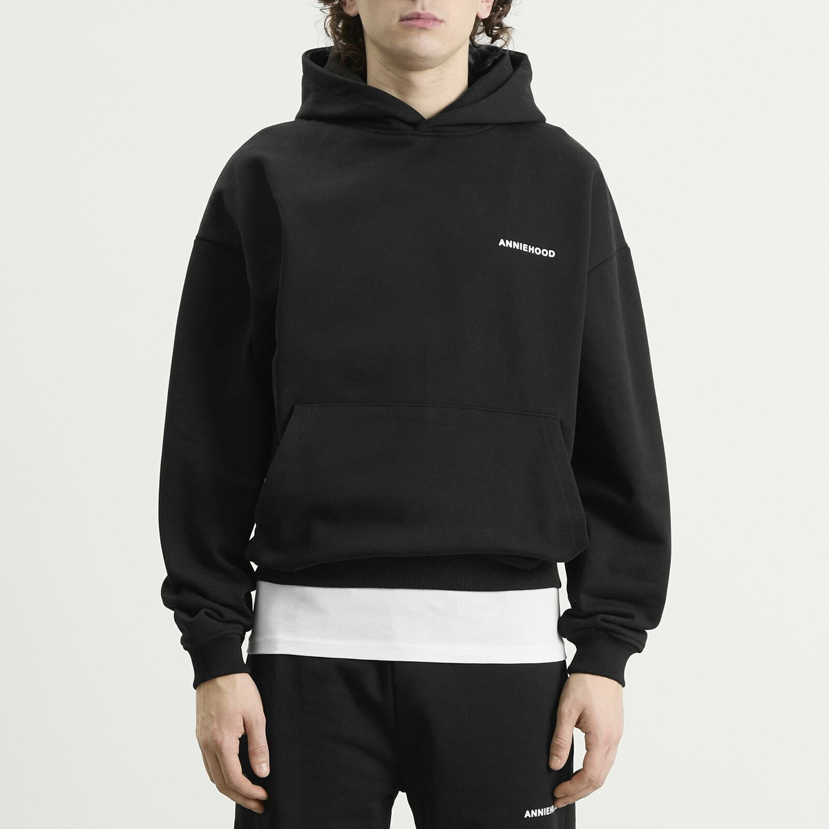 ANNIE HOOD Men's Mini Logo Hoodie in Black ANNIE HOOD