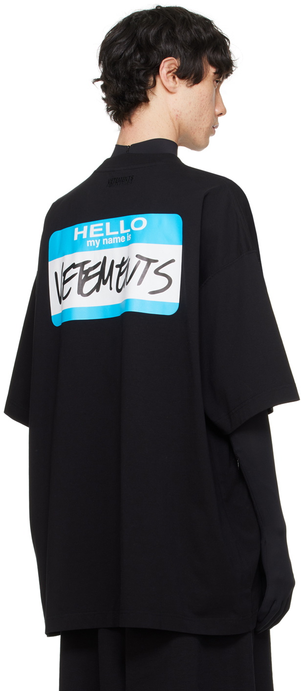 VETEMENTS Black 'My Name Is Vetements' T-Shirt Vetements