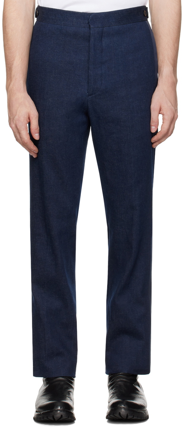 RRL Blue Slim-Fit Denim Tuxedo Trousers RRL