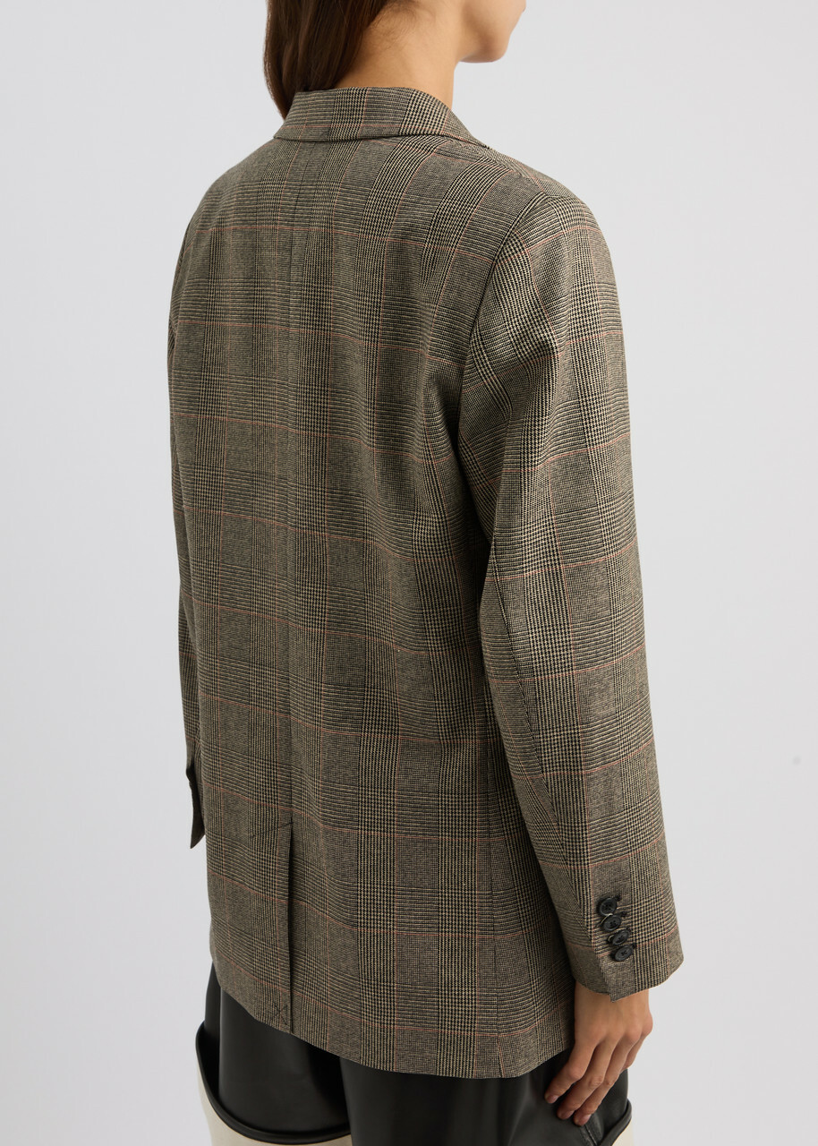 Frame Grandfather Checked Woven Blazer Brown Frame Denim
