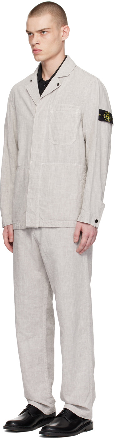 Stone Island Gray Garment-Dyed Suit Stone Island