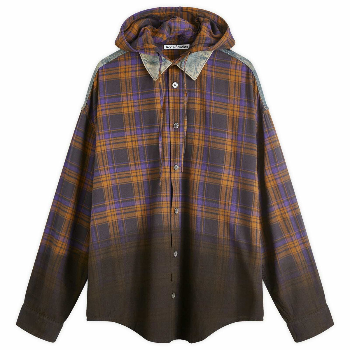 Acne Studios Men's Saffia Washed Flannel Check Overshirt in Purple ...