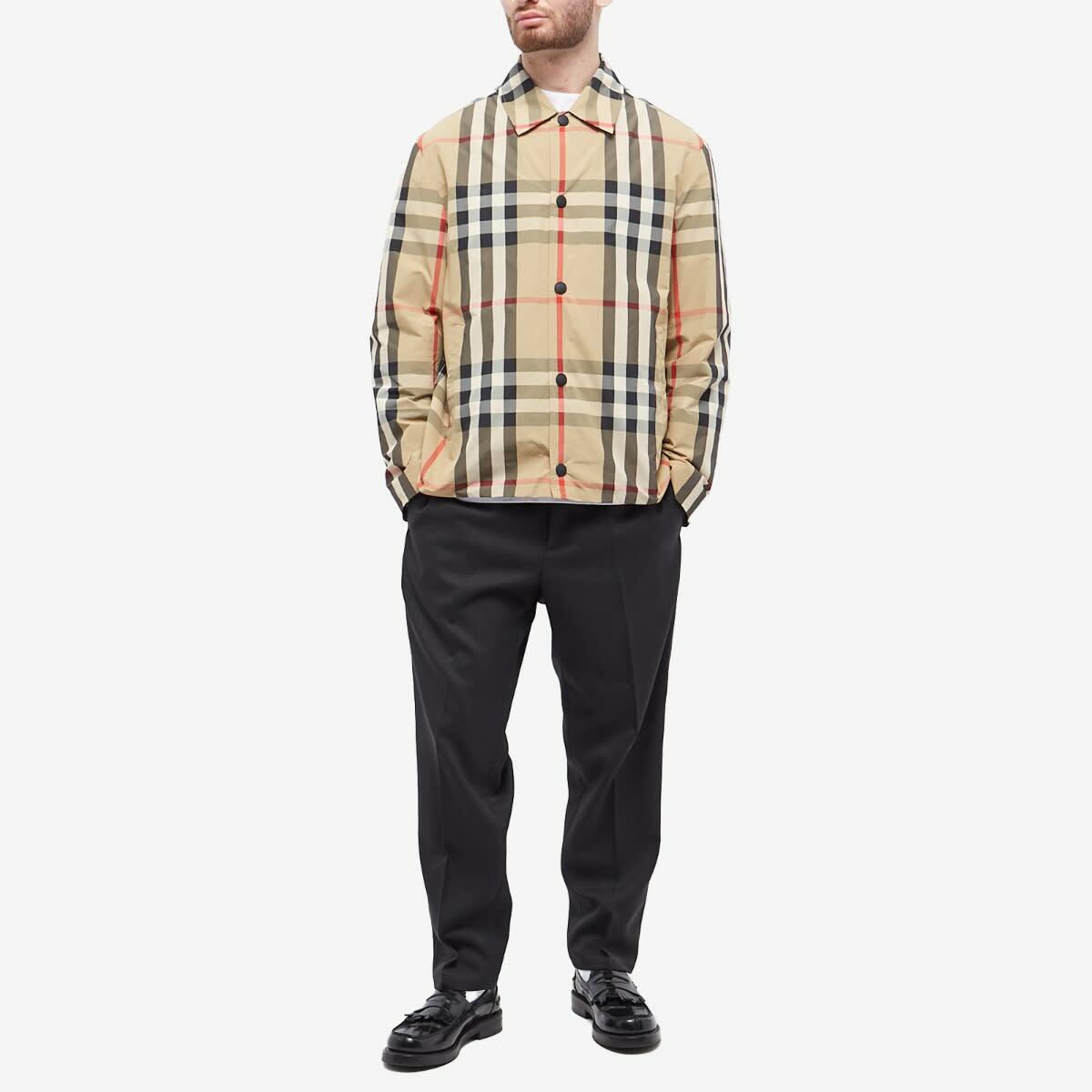 Burberry Men's Sussex Check Coach Jacket in Archive Beige Check Burberry