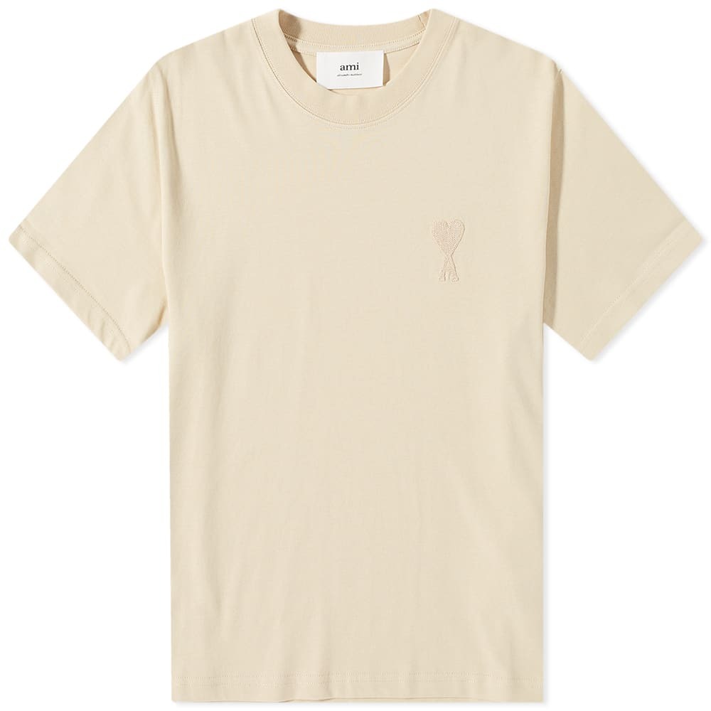 AMI Men's Tonal Heavy Cotton Small A Logo T-Shirt in Vanilla AMI