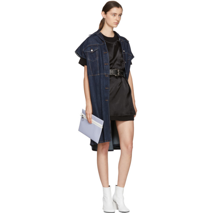 MM6 Maison Martin Margiela Blue and White Striped Zip Pouch MM6 Maison ...