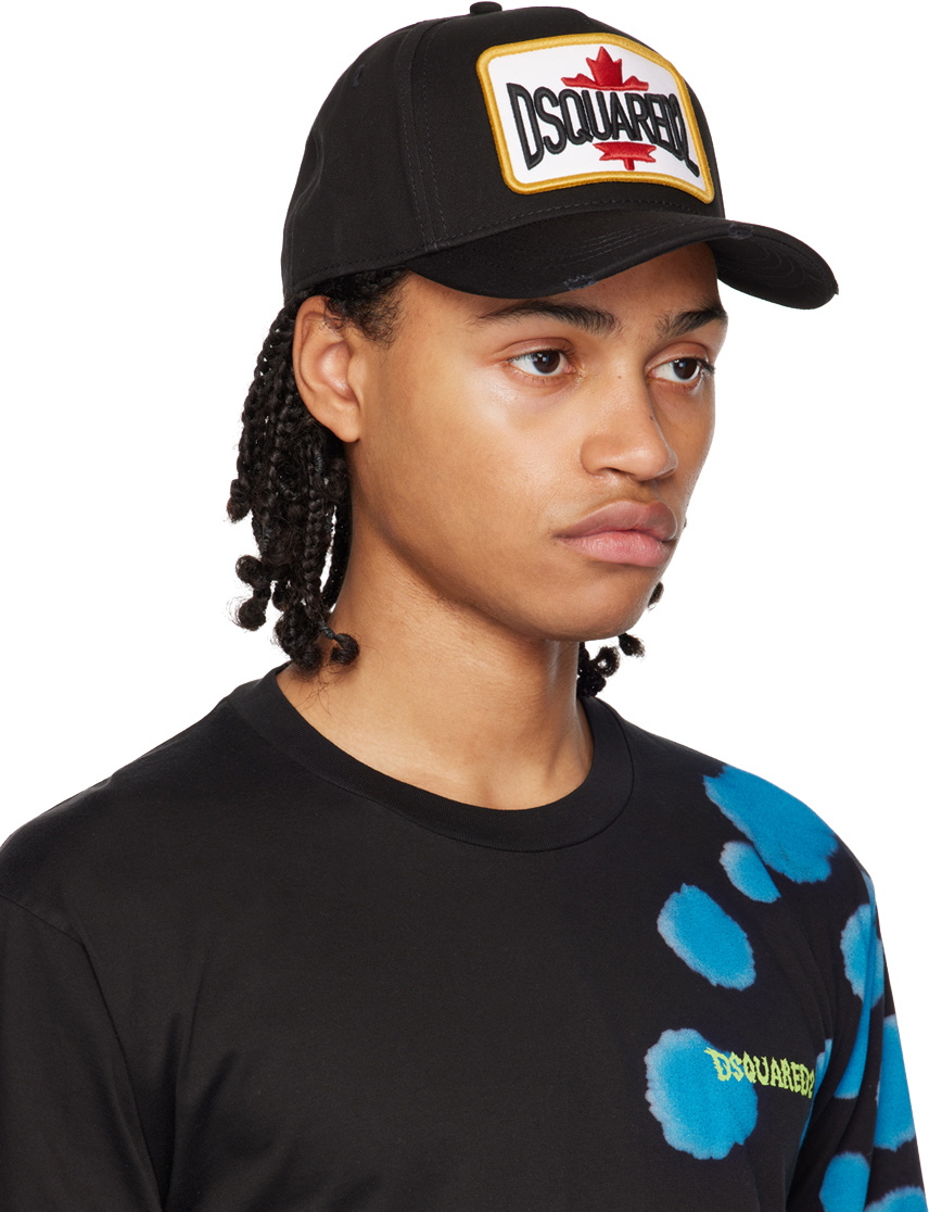Dsquared2 Black 'D2' Patch Cap Dsquared2