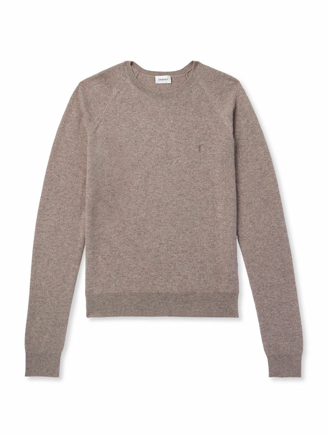 SAINT LAURENT - Logo-Embroidered Cashmere Sweater - Brown Saint Laurent