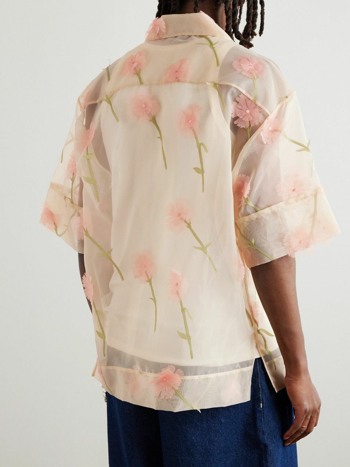 Simone Rocha - Carnation Convertible-Collar Appliquéd Embroidered ...