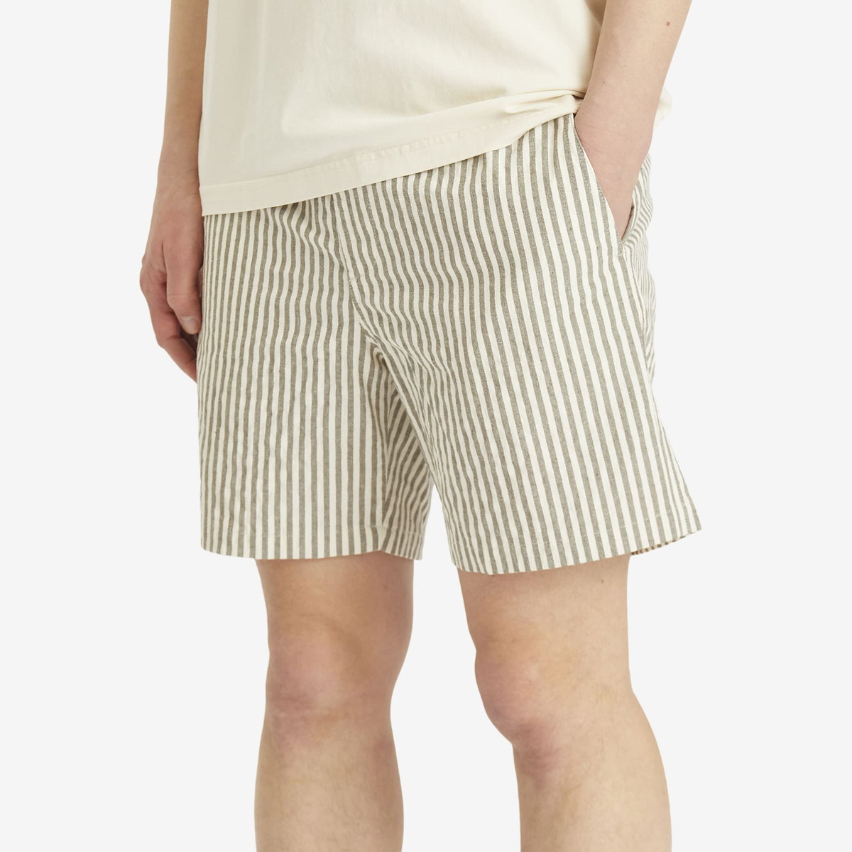 NN07 Men's Gregor Stripe Shorts in Green Stripe NN07