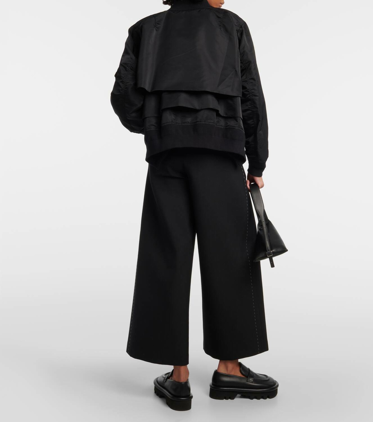 Sacai Ruffled technical twill bomber jacket Sacai