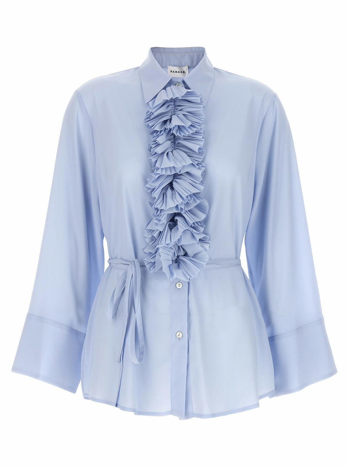 Parosh Light Blue Shirt With Ruffles Parosh