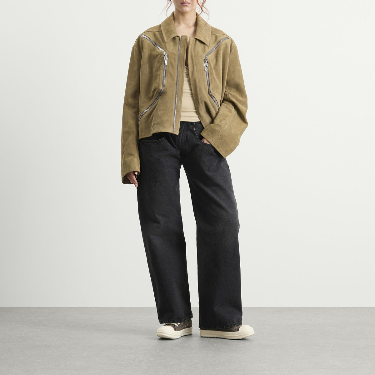 Rick Owens Women's Heizer Mac Jacket in Sumi Brown Rick Owens