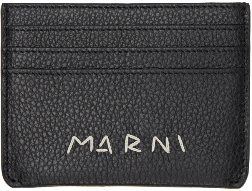 Marni Black Leather 'Marni' Mending Card Holder Marni