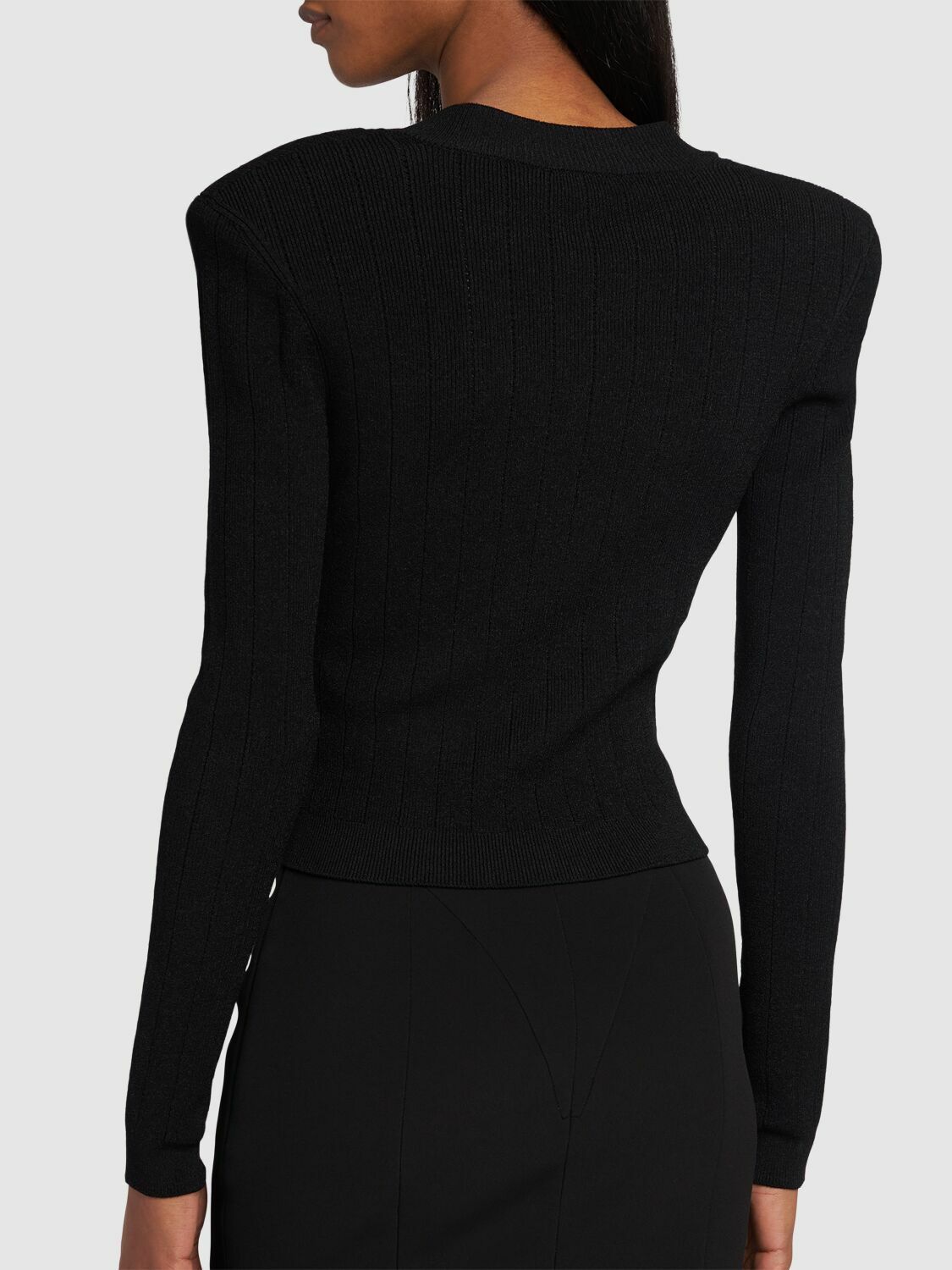 BALMAIN Cropped Viscose Knit Cardigan Balmain