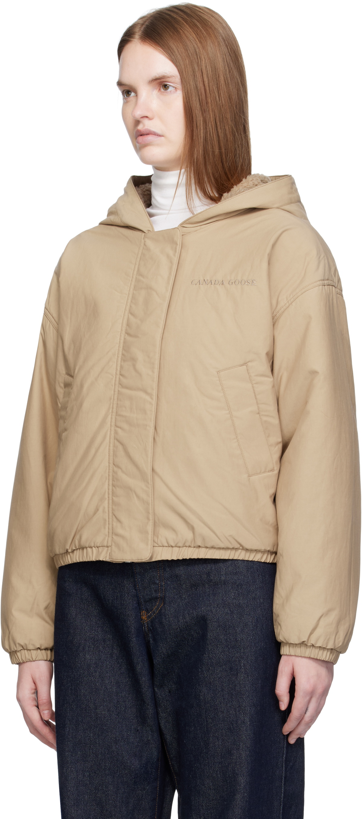 Canada Goose Beige Alberni Fleece Reversible Jacket Canada Goose