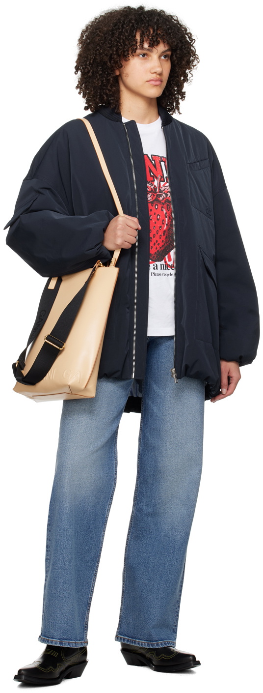 GANNI Navy Oversized Bomber Jacket GANNI