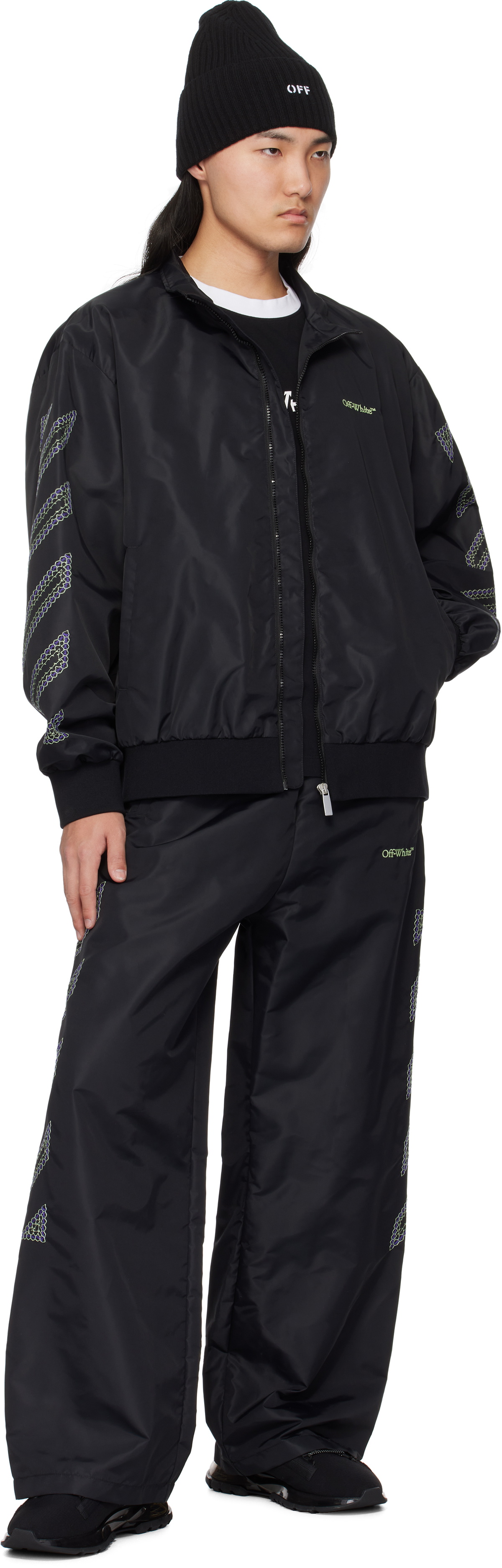 Off-White Black Diag Outl Nylon Faille Track Pants Off-White